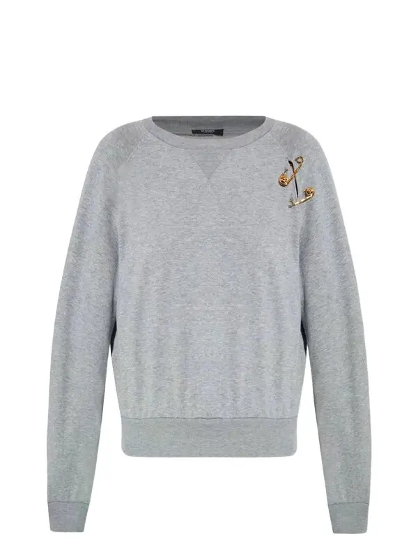 Versace Raglan-sleeve Safety-pin Sweatshirt - Grey