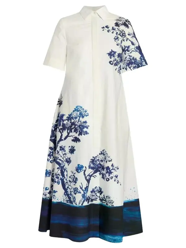 Erdem Floral-print Midi Shirt Dress - White