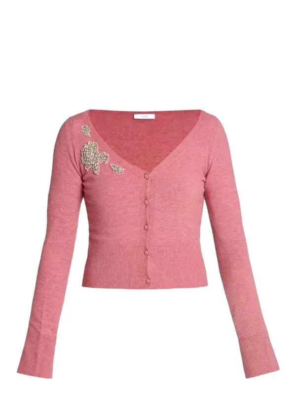 Erdem Embellished V-neck Cardigan - Pink