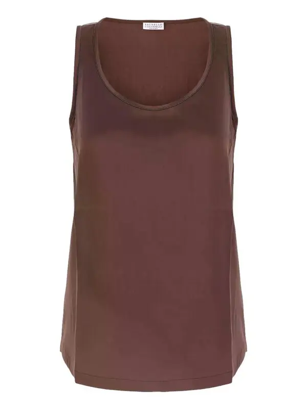 Brunello Cucinelli Sequin-trimmed Sleeveless Top - Brown