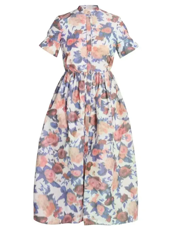 Erdem Floral-print Midi Dress - Blue