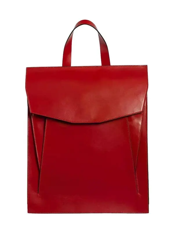 MERRYL TIELMAN Claudie Flap-pocket Leather Backpack - Red
