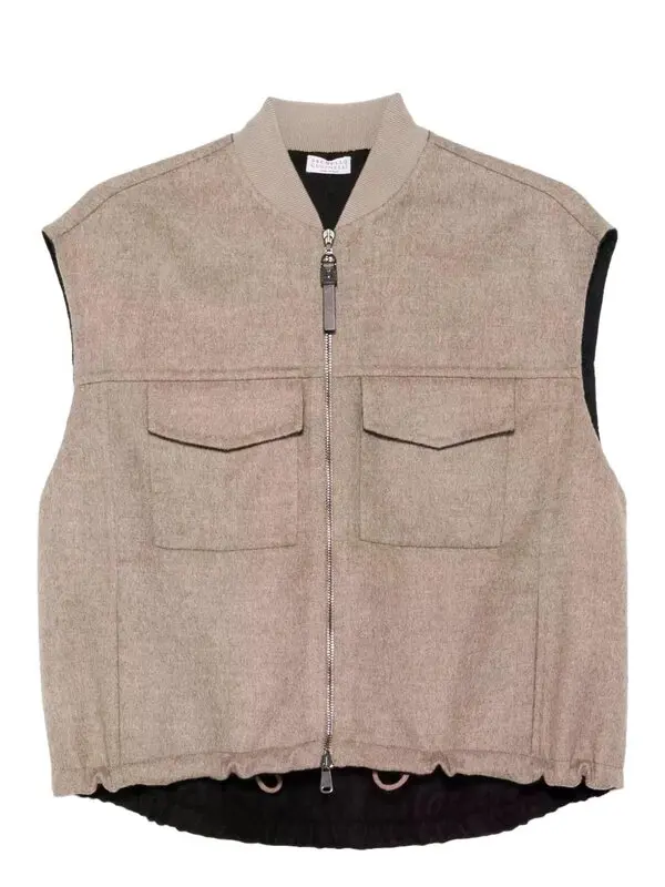 Brunello Cucinelli Virgin Wool Double-cloth Vest - Brown