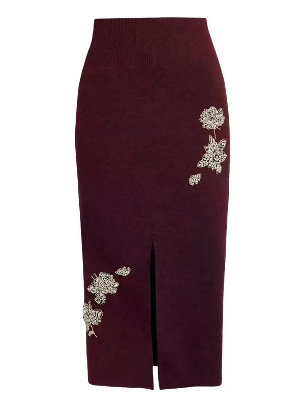 Erdem Embellished Midi Skirt - Red