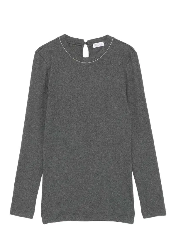 Brunello Cucinelli Keyhole-detail Long-sleeve Top - Grey