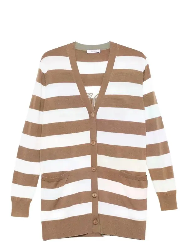 Max Mara Striped V-neck Cardigan - Brown