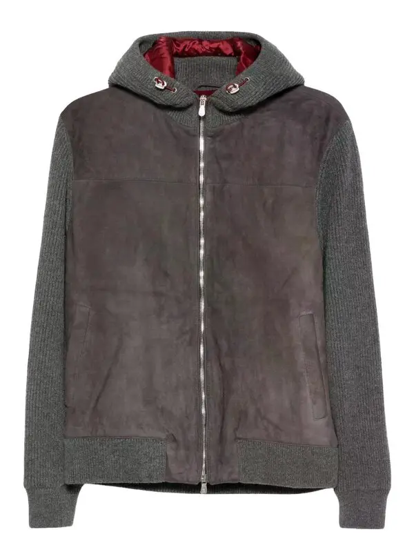 Brunello Cucinelli Suede Zip-up Bomber Jacket - Grey