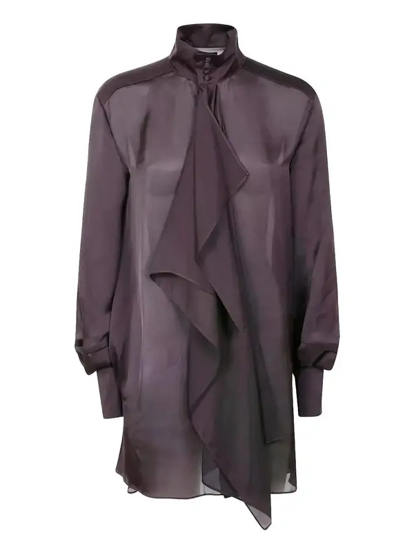 Sacai Ruffled High-neck Blouse - Brown