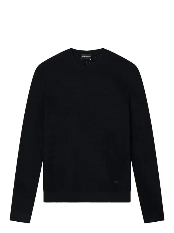 Emporio Armani Textured Crew-neck Sweater - Black