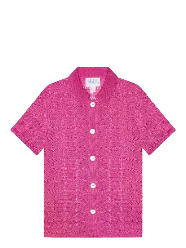Calle Del Mar Short-sleeve Grid-pattern Shirt - Pink