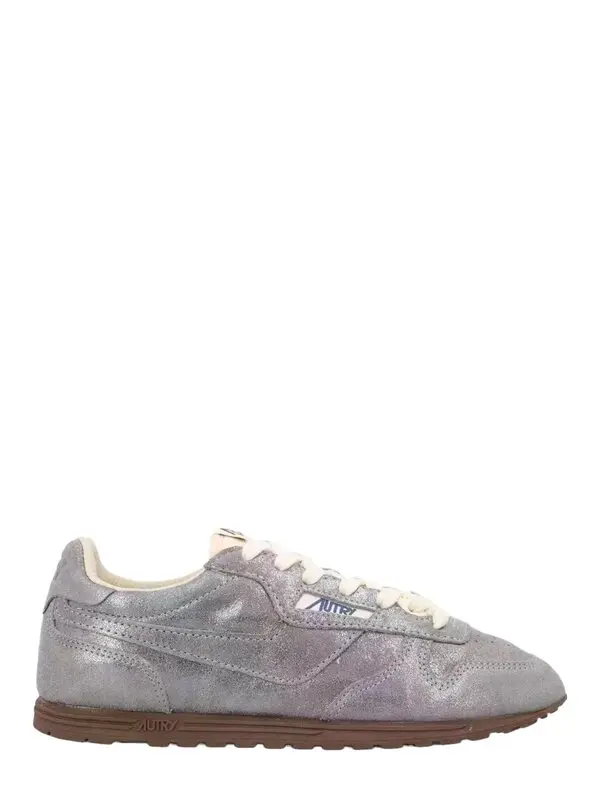 AUTRY Windspin Metallic Leather Sneakers - Silver