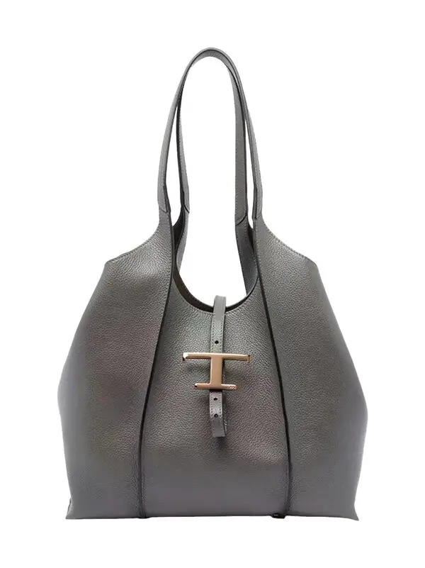 TOD'S T-clasp Leather Tote Bag - Grey