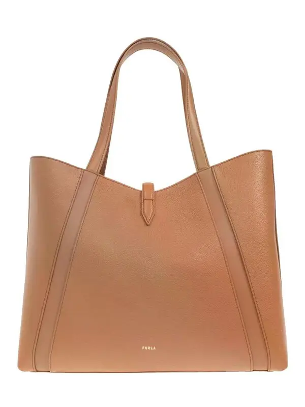 Furla Goccia Leather-paneled Clasp Tote Bag - Brown