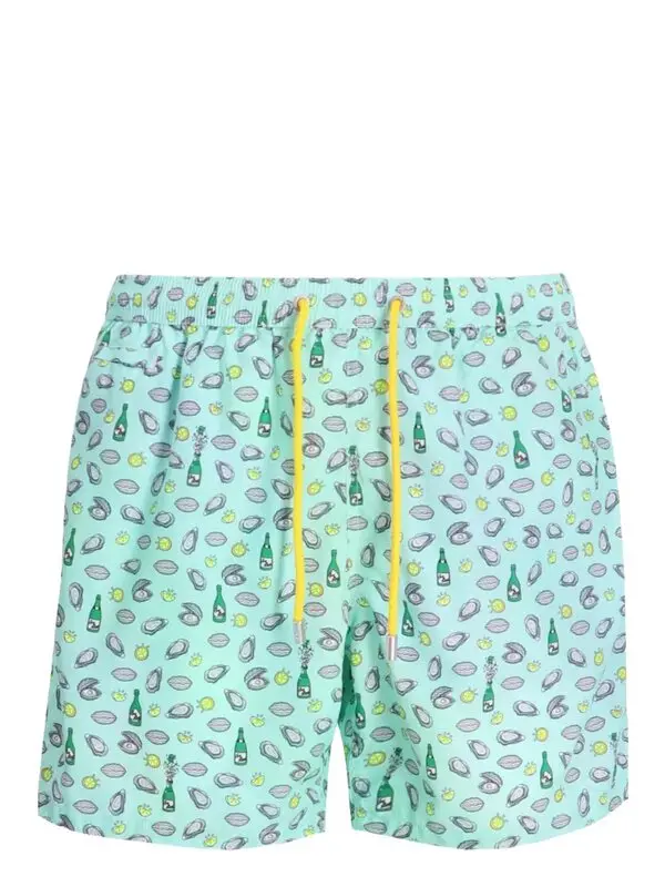 MC2 SAINT BARTH Bottle-print Swim Shorts - Blue