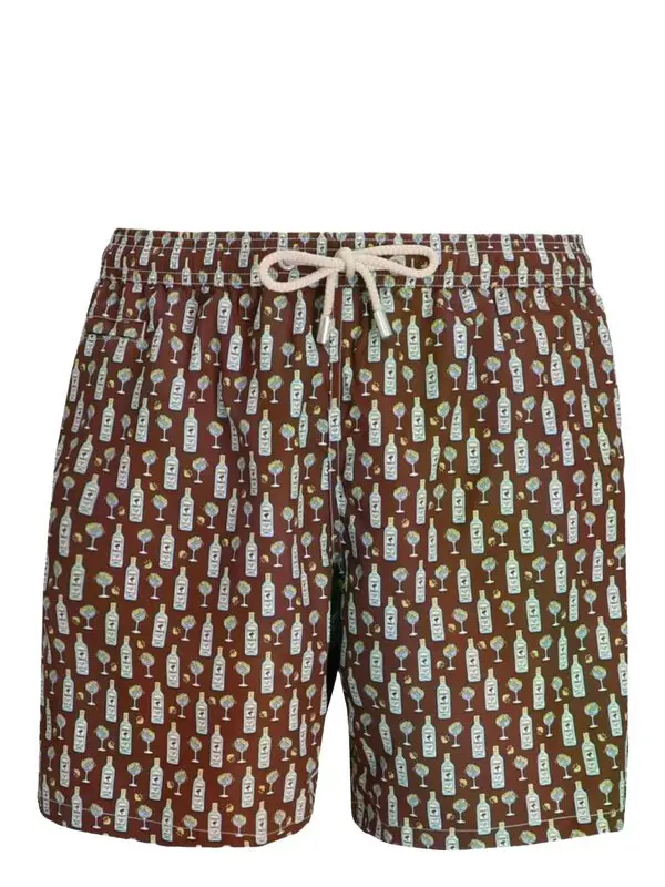 MC2 SAINT BARTH Bottle-print Swim Shorts - Brown