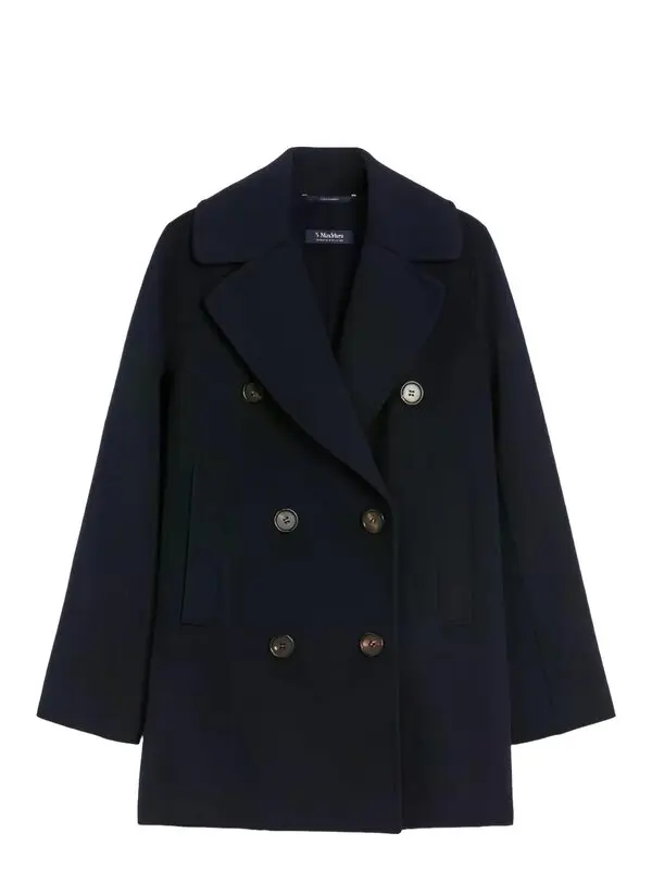 Max Mara Caban Double-breasted Wool Coat - Blue