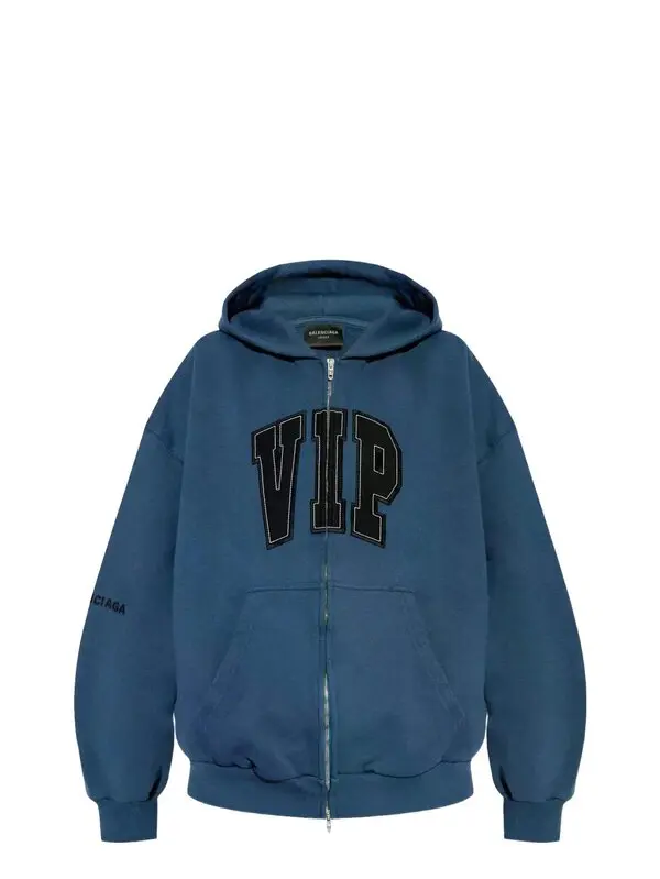 Balenciaga Zip-up Hoodie With Vip Patch - Blue