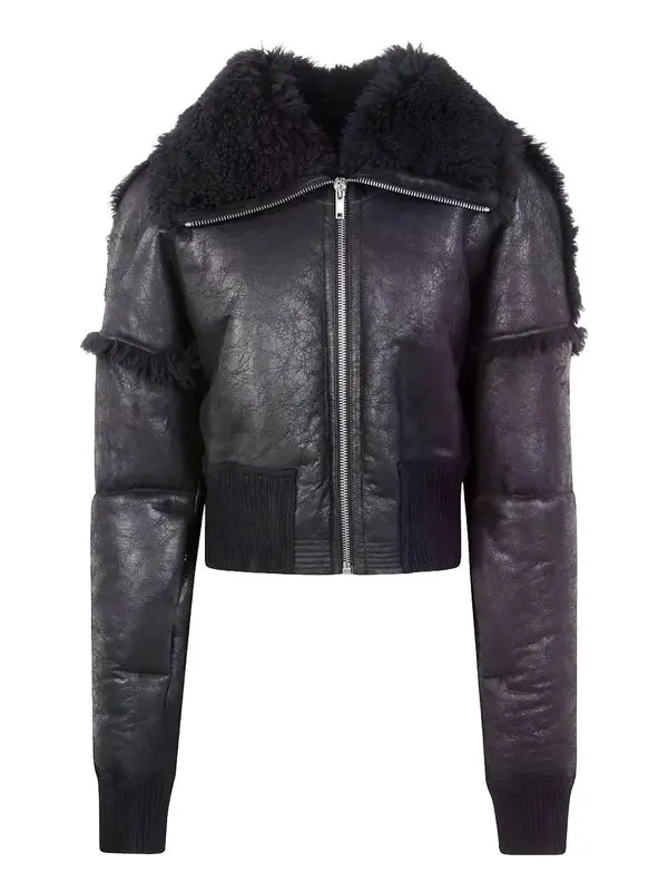 Rick Owens Shearling-collar Zip-front Jacket - Black
