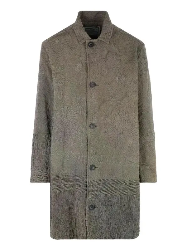 By Walid Embroidered Fringe Coat - Brown