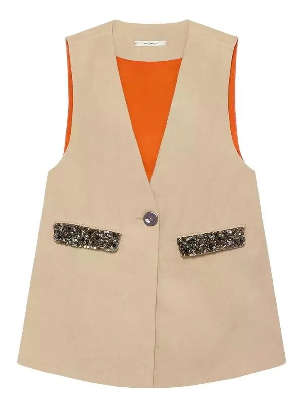 Malìparmi Sequin-embellished Waistcoat - Neutrals