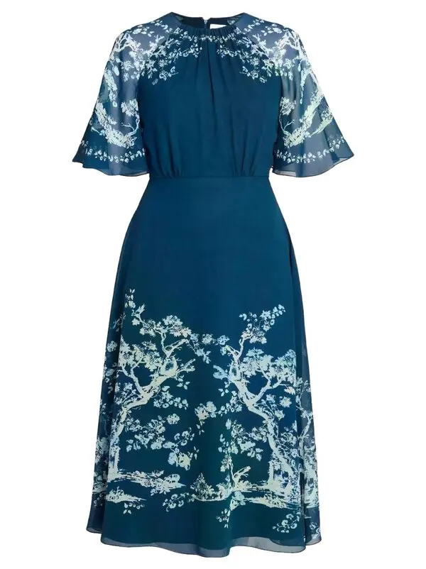 Erdem Floral Print Midi Dress - Blue