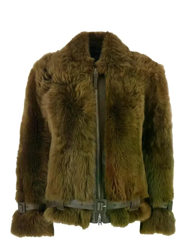 TOM FORD Shearling Belted Jacket - Green