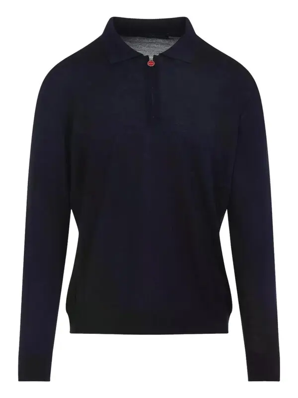Kiton Half-zip Polo Shirt - Navy Blue