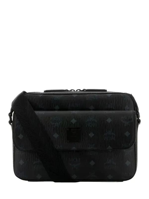 Mcm Monogram Messenger Bag - Black