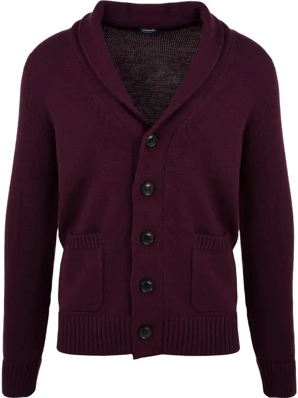 DRUMOHR Knit Shawl Collar Cardigan - Bordeaux