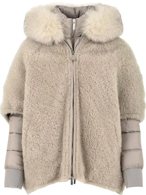 MOORER Coat With Fur Trim - Marmo