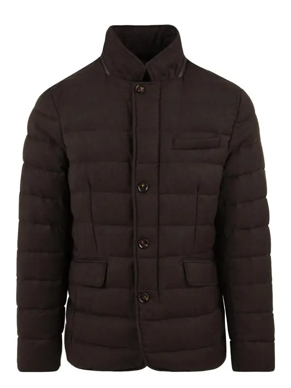 MOORER Button Detailed Down Jacket - Brown