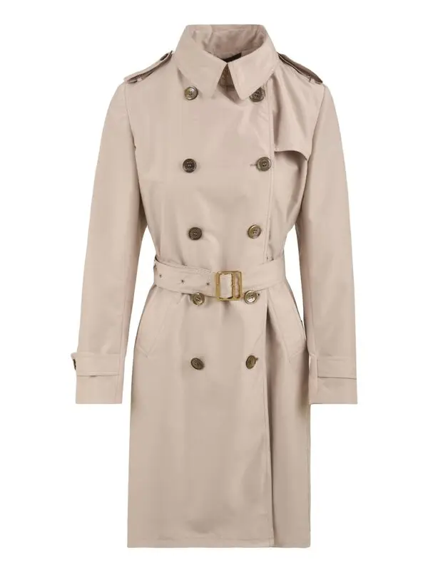 MOORER Double Breasted Trench Coat - Powder