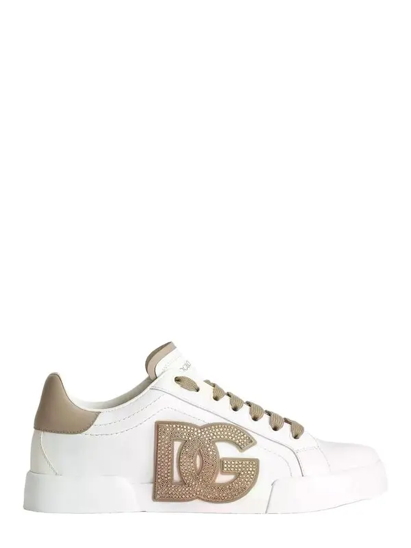 Dolce & Gabbana Portofino Low-top Sneakers With Logo - White