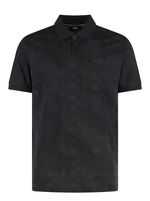BOSS Patterned-jacquard Polo Shirt - Black