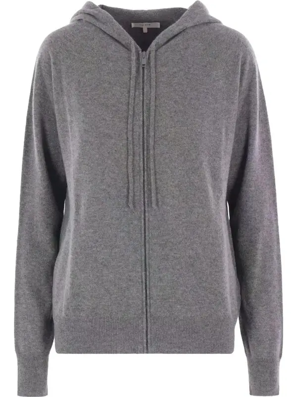 THE ROW Drawstring-hood Zip-front Cardigan - Grey