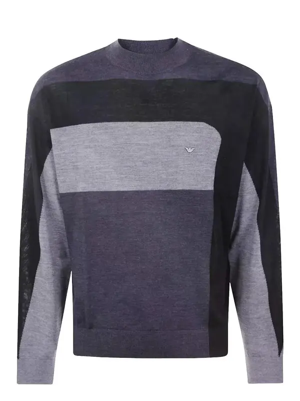 Emporio Armani Block-panel Wool Sweater - Grey