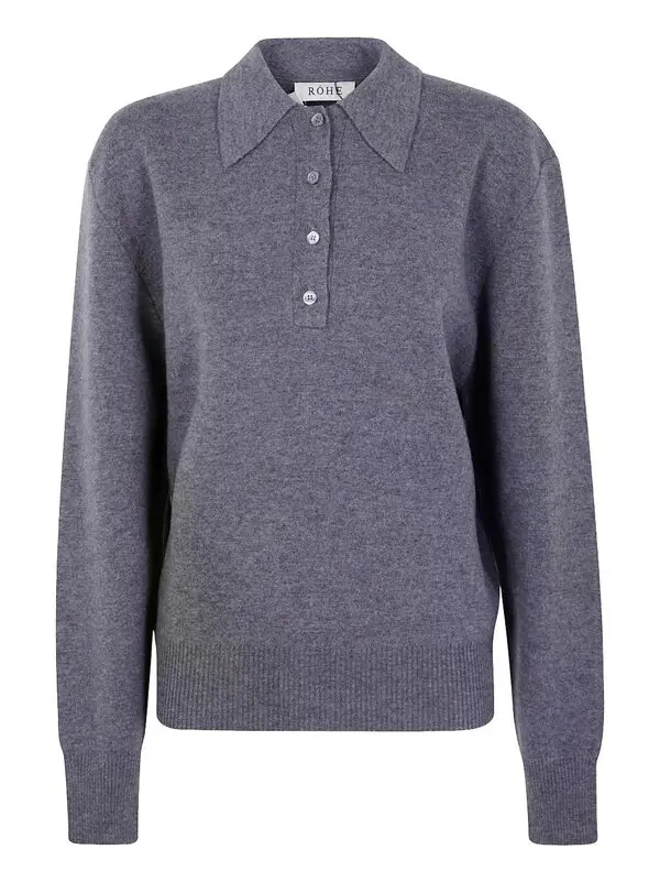 RÓHE Compact Polo Sweater - Grey