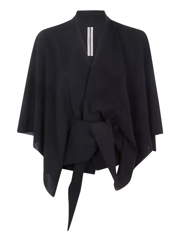 Rick Owens Tie-front Cape Top - Black