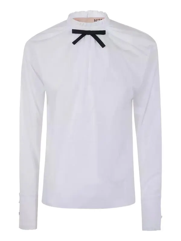 N°21 Bow-detailed Ruffled Shirt - White