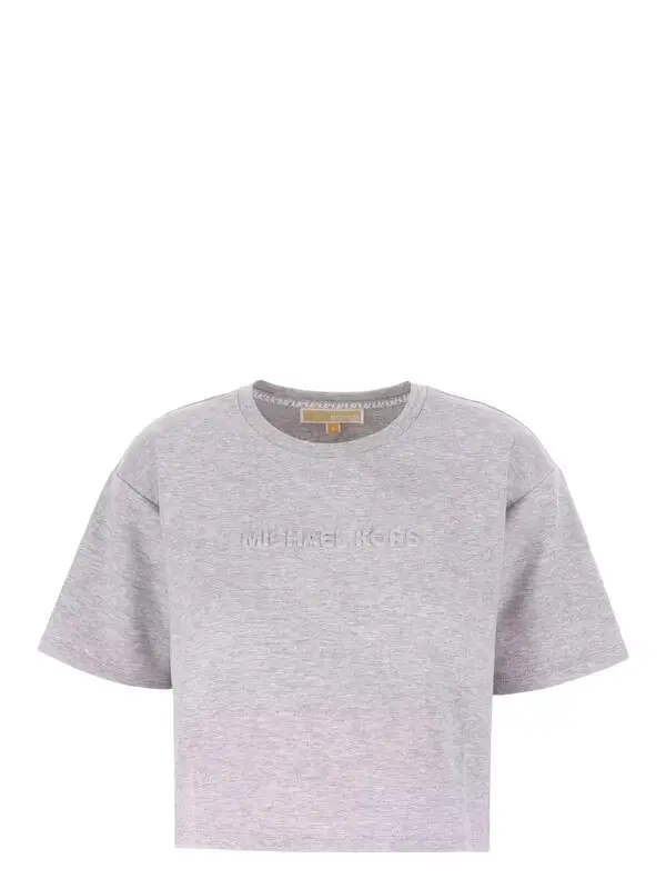 Michael Kors Logo-embossed Cropped T-shirt - Grey