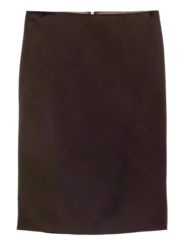 TOM FORD Pencil Silk Skirt - Brown