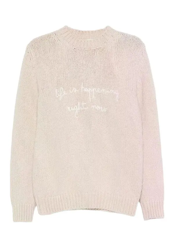 Eleventy Embroidered Crew-neck Sweater - Neutrals