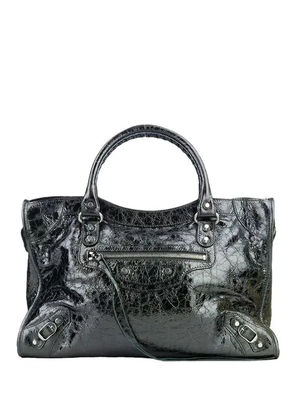 Balenciaga Le City Metallic-effect Small Tote Bag - Grey