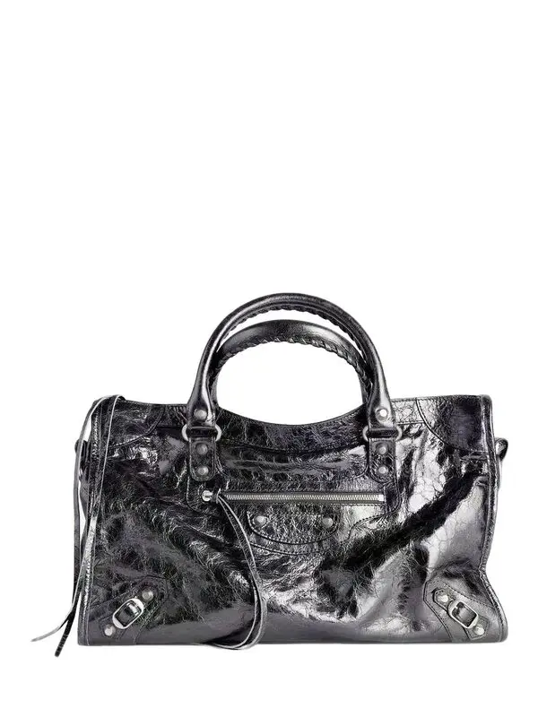 Balenciaga Neo Cagole Leather Shoulder Bag - Grey