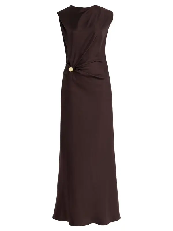 Loulou De Saison Roan Draped Silk Dress - Brown