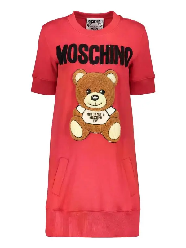 Moschino Teddy-bear Appliqué Dress - Red