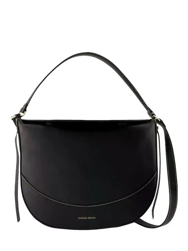 Vanessa Bruno Large Leather Curved Shoulder Bag - Black