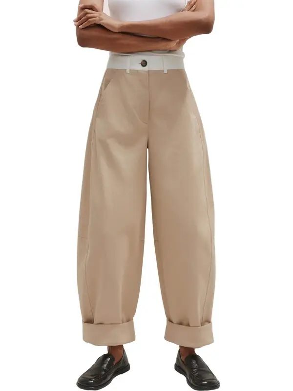 ME+EM Contrast Waist Tapered Chino - Tan