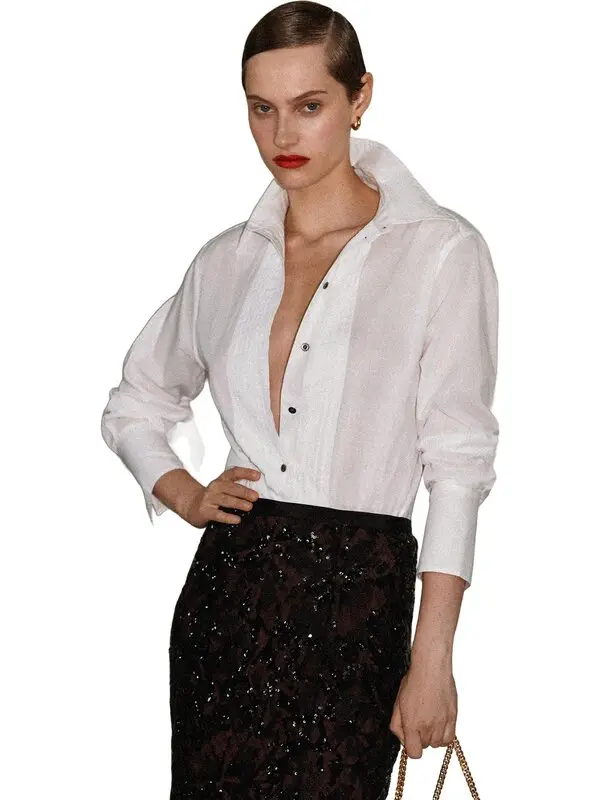 ME+EM Relaxed Tux Shirt - White