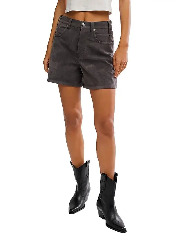 Free People Faux Suede Tippi Shorts - Dark Grey